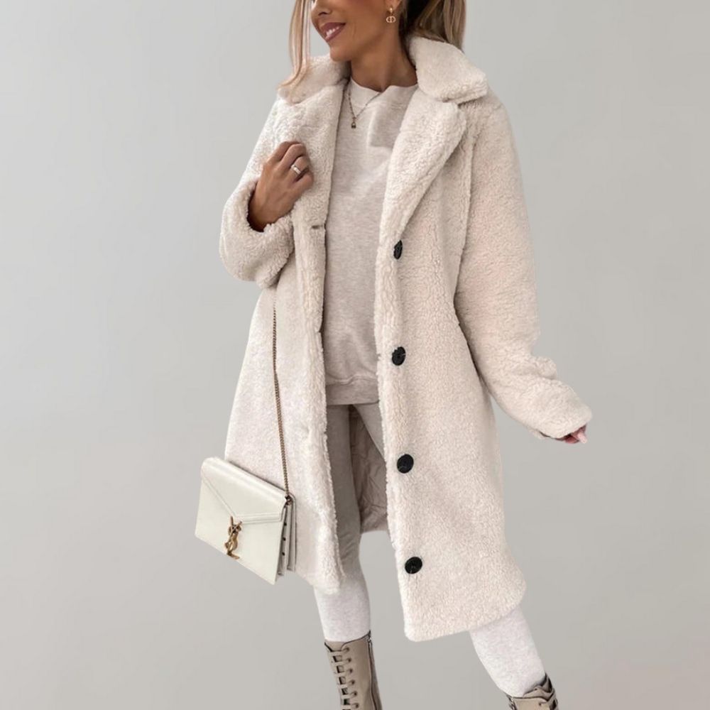 Lange Teddy Jas voor Dames | Wit - Warm en Trendy - Visconte Nederland